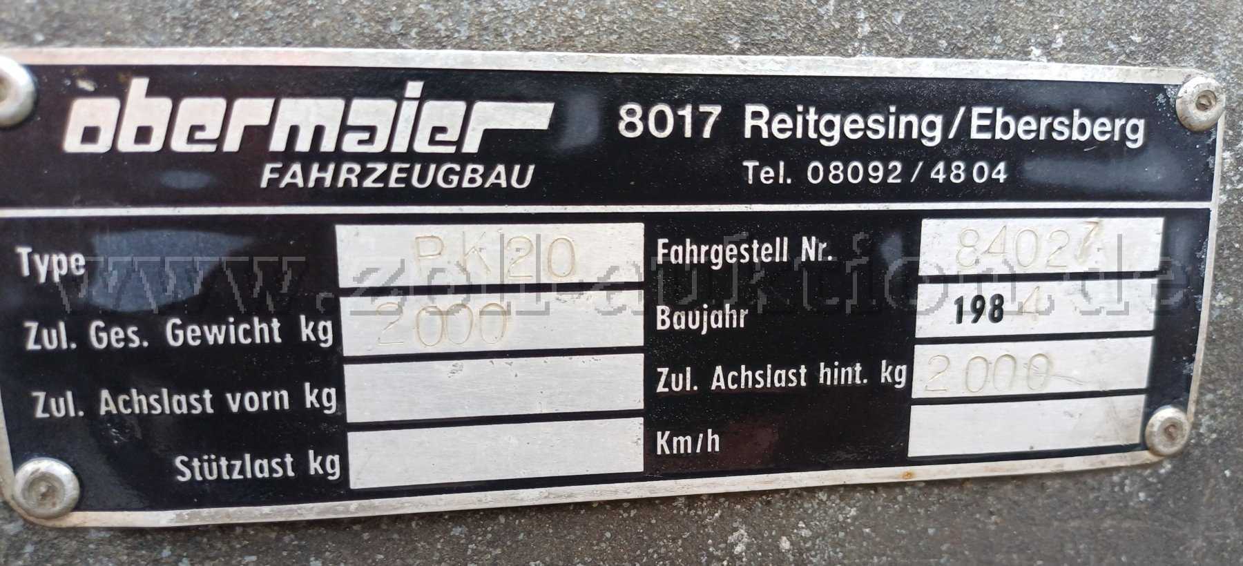 Zoll-Auktion - 1 Anhänger 2t, 3-Seiten Kipper, Obermeier PK 20 ...