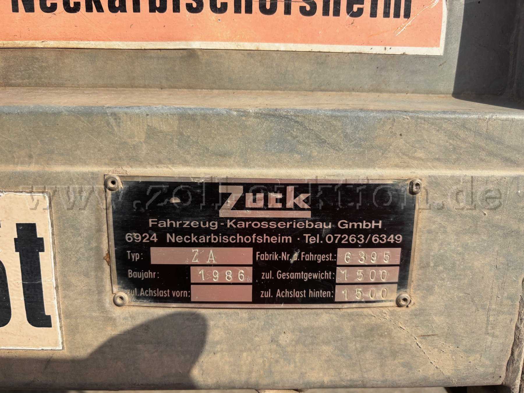 Zoll-Auktion - 1 Anhänger offener Kasten Hersteller Zuck ZA (ID 929916)