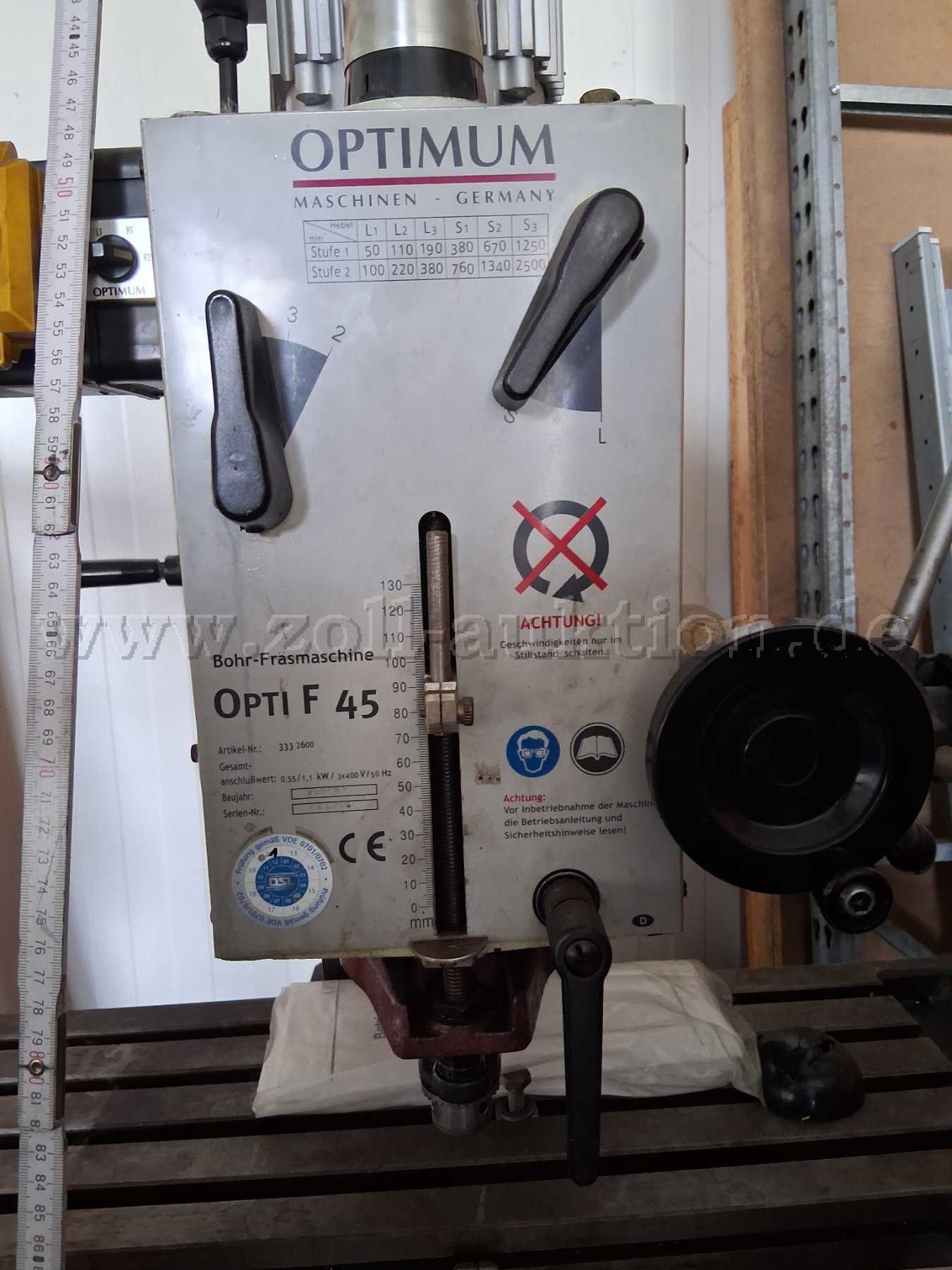 Zoll-Auktion - 1 Bohr- Fräsmaschine Optimum Opti F45 (ID 936048)