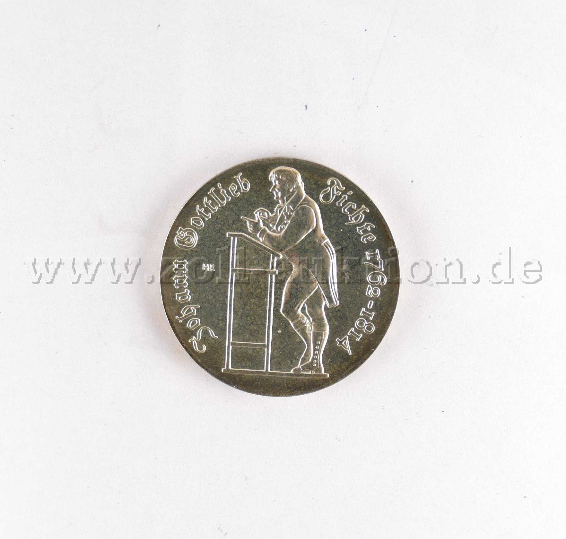 Zoll-Auktion - 1 DDR 10 Mark Gedenkmünze 1990 - Johann Gottlieb Fichte, 500´er Silber (ID 920188)