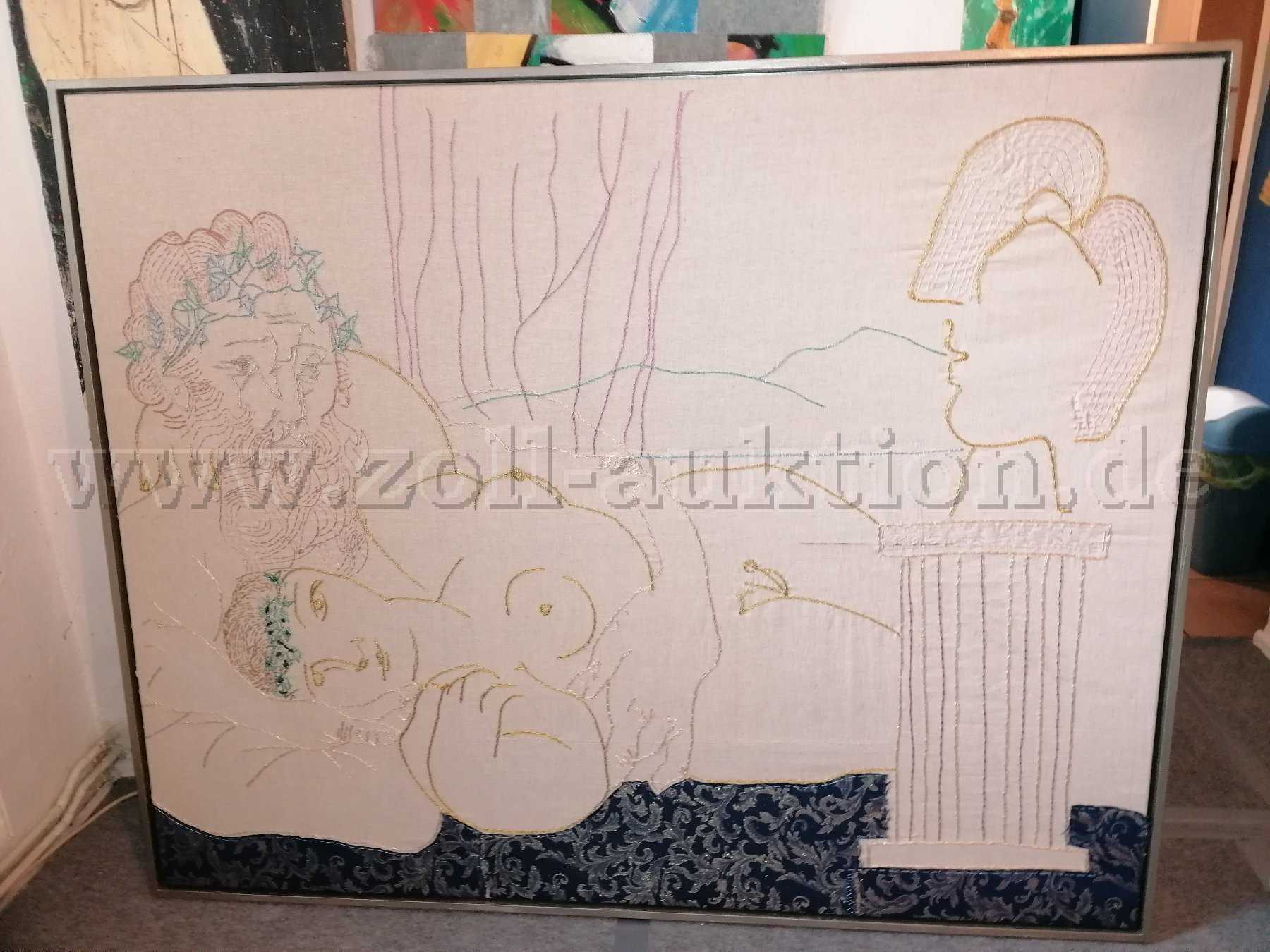 Zoll-Auktion - 1 Gemälde Stickerei auf Leinwand des Künstler Kim Konrad (ID 916105)