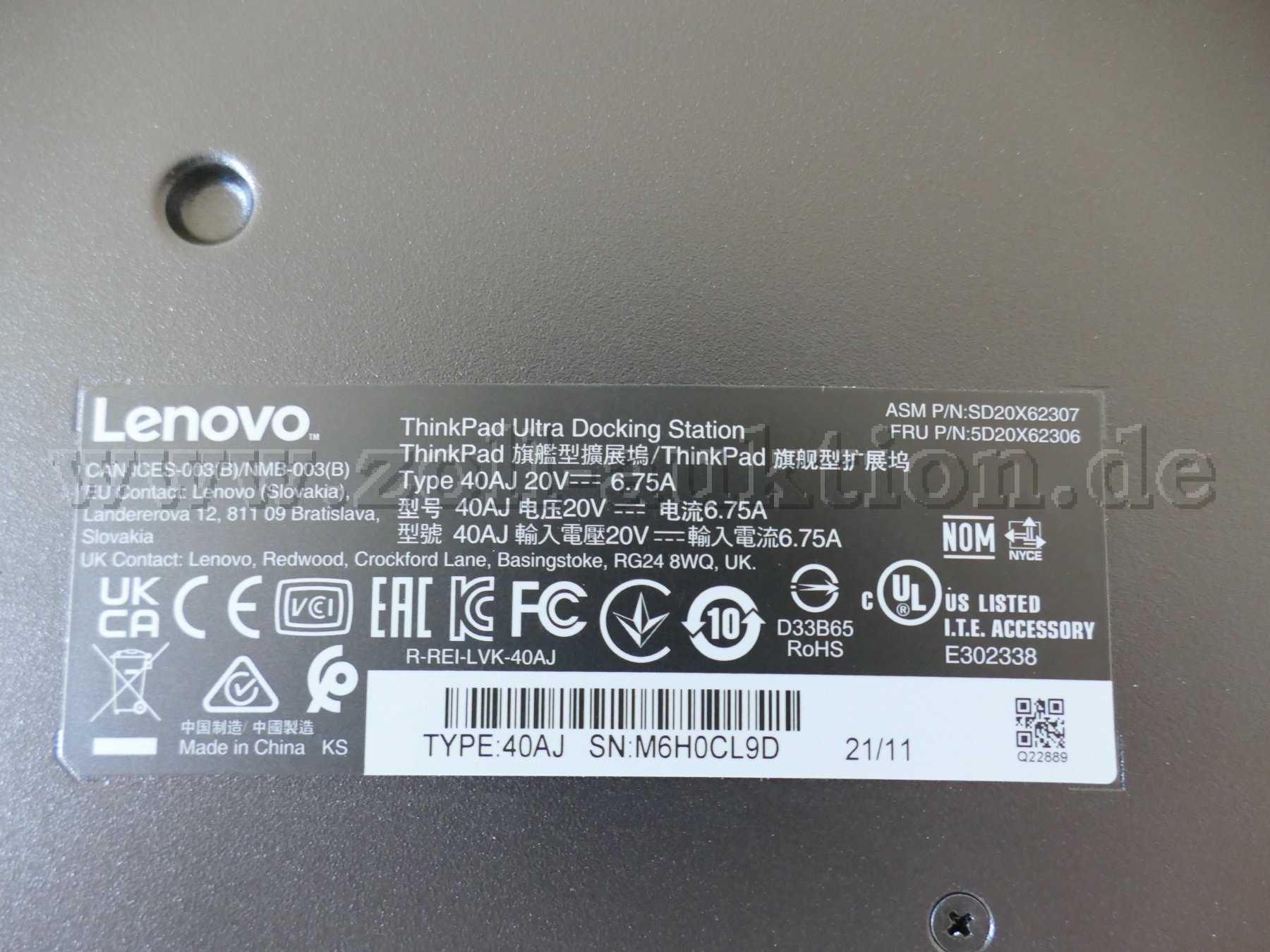 Zoll-Auktion - 1 Lenovo ThinkPad Docking Station, 40AJ0135EU neuwertig ...