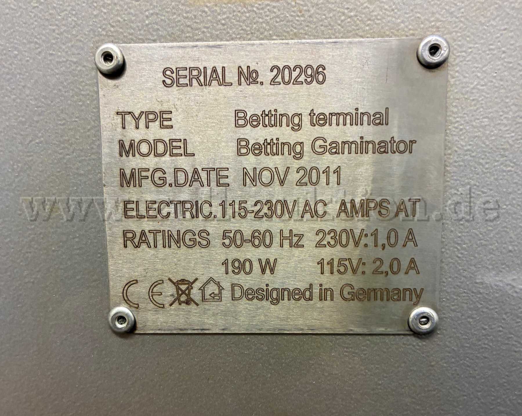 Zoll-Auktion - 1 Service Terminal (unbk.Herrsteller Modell "Betting ...