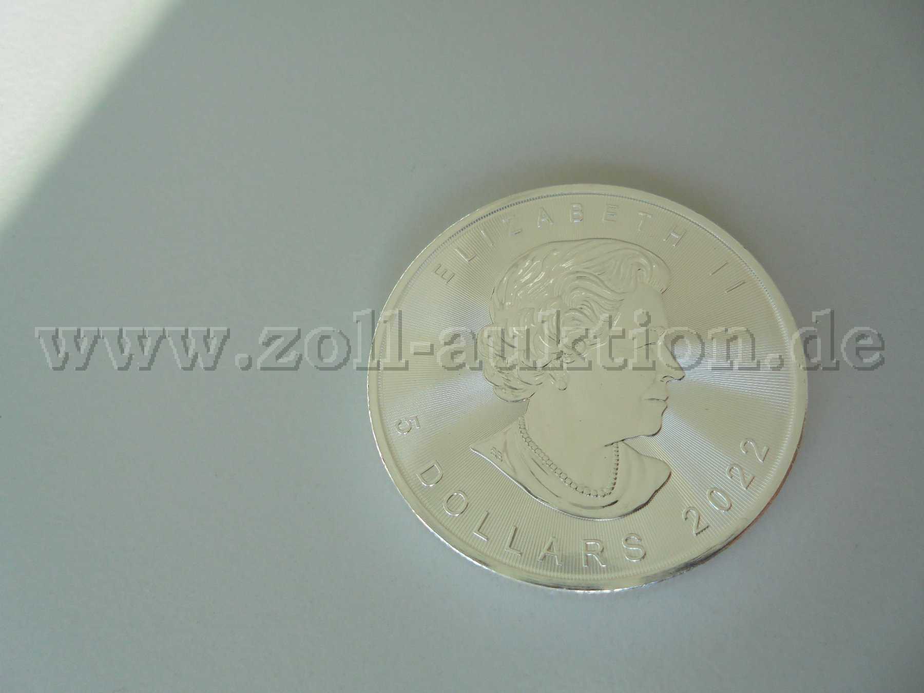 Zoll-Auktion - 25 Silbermünzen Maple Leaf 1 oz Canada 5 Dollars 2022 NEU (ID 930974)