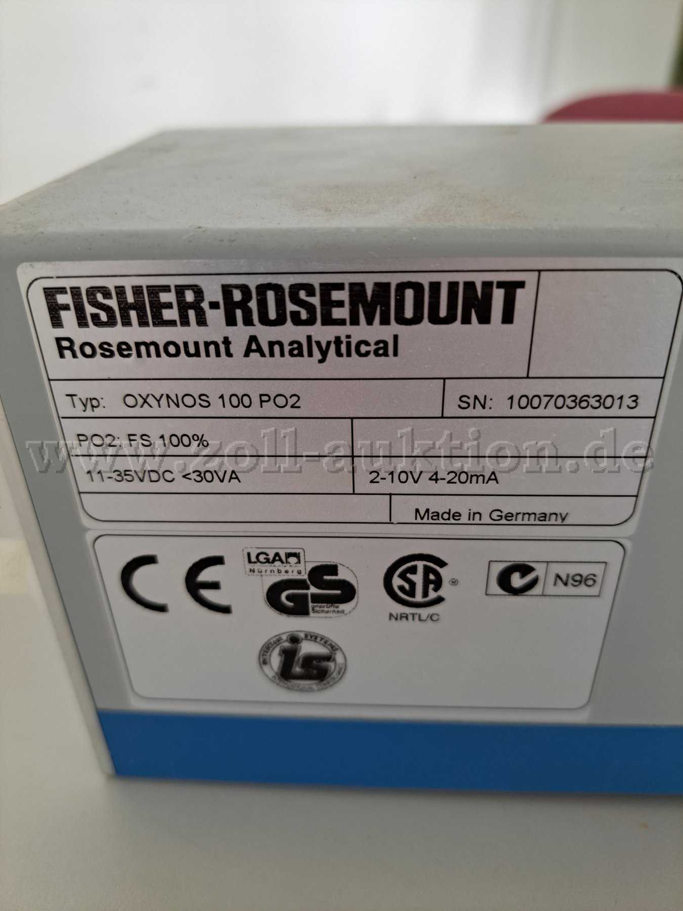 Zoll-Auktion - 2 Fisher-Rosemount OXYNOS 100 PO2, Stationäre Gas ...