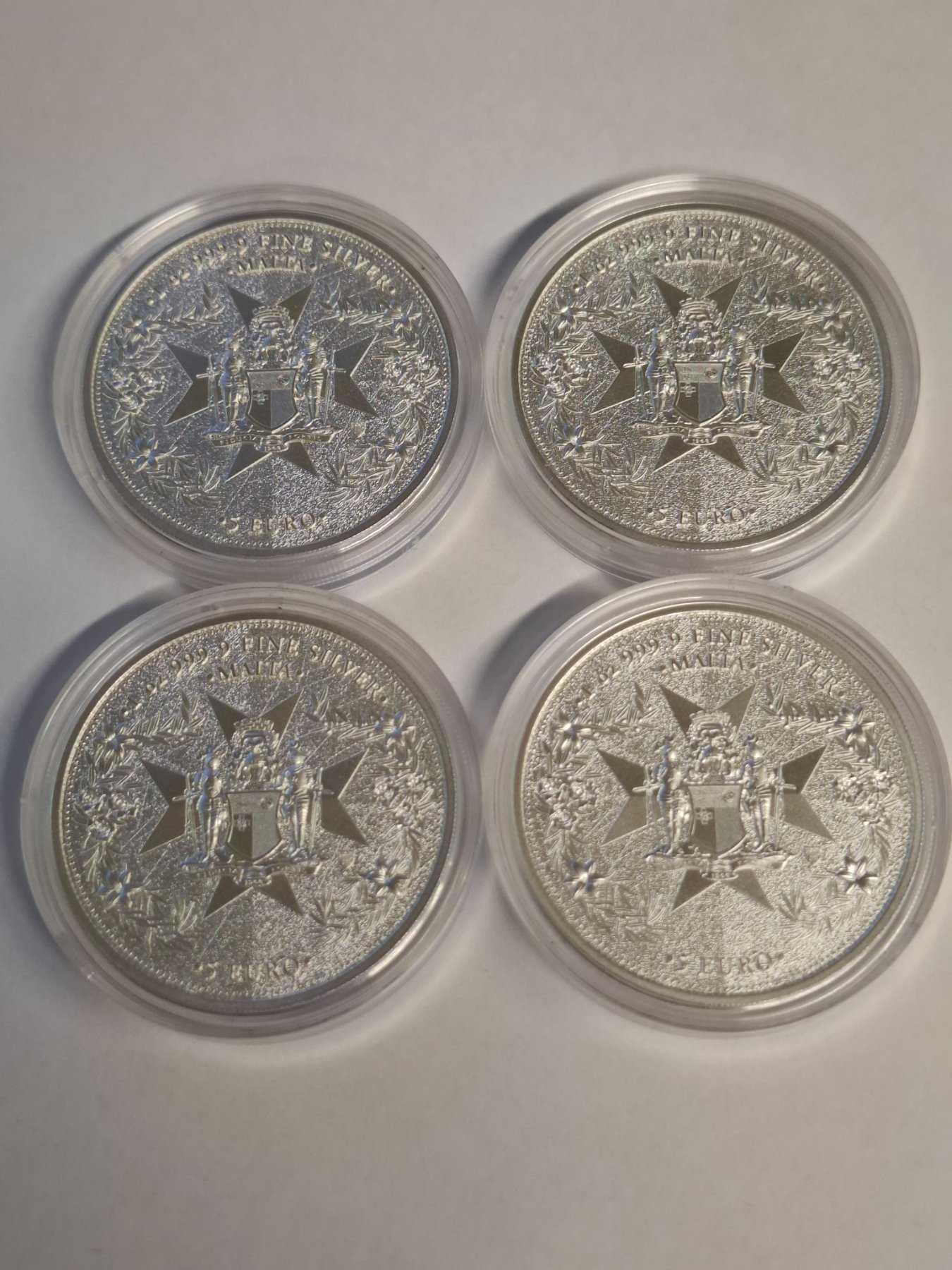 Zoll-Auktion - 4 Silbermünzen *** Malta** "Golden Eagle" je 5 Euro, je 1 Unze Feinsilber 999 (ID ...
